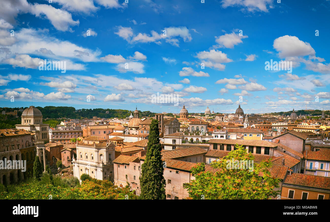 Rome, Italy, bird view to the side of Capitol Hill with roofs and ...