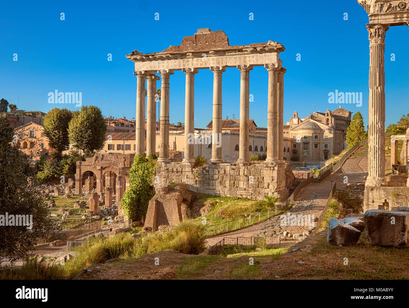 Roman Forum, also known as Forum of Caesar, in Rome, Italy, early in ...