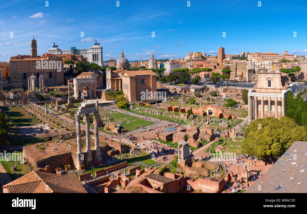 Panoramic image of Roman Forum, also known as Foro di Cesare, or Forum ...