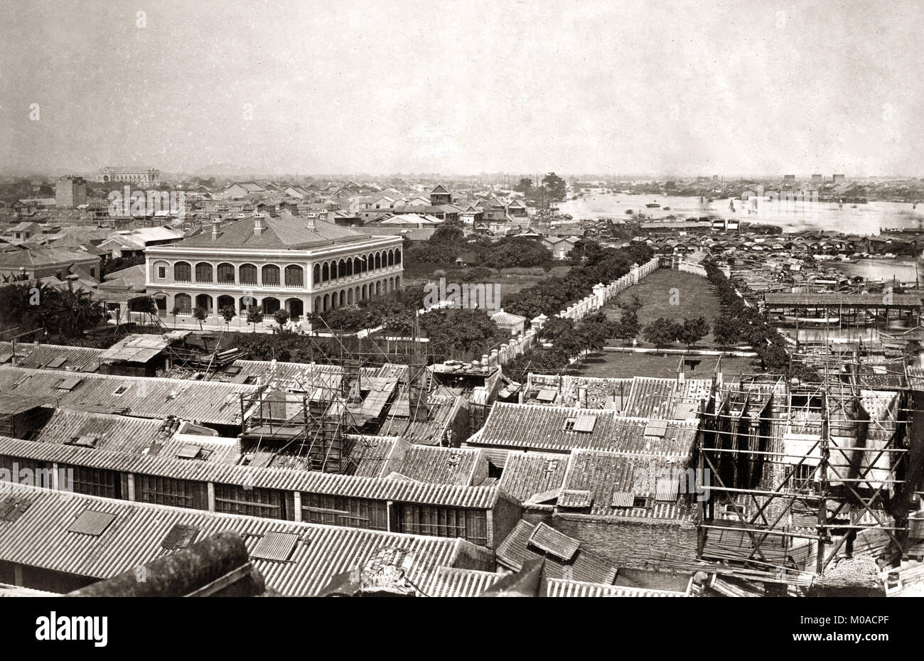 City skyline view of Canton, Guangzhou, China, c.1870's Stock Photo - Alamy