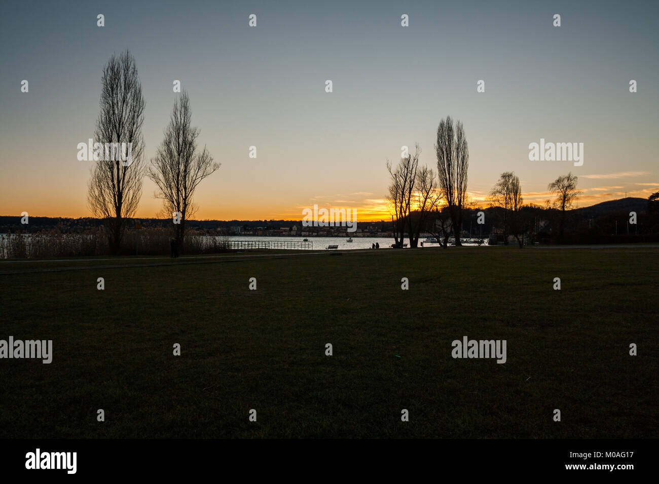 Sunset on Lake Maggiore , Lakefront Angera , Varese , Lombardia , Italy ...