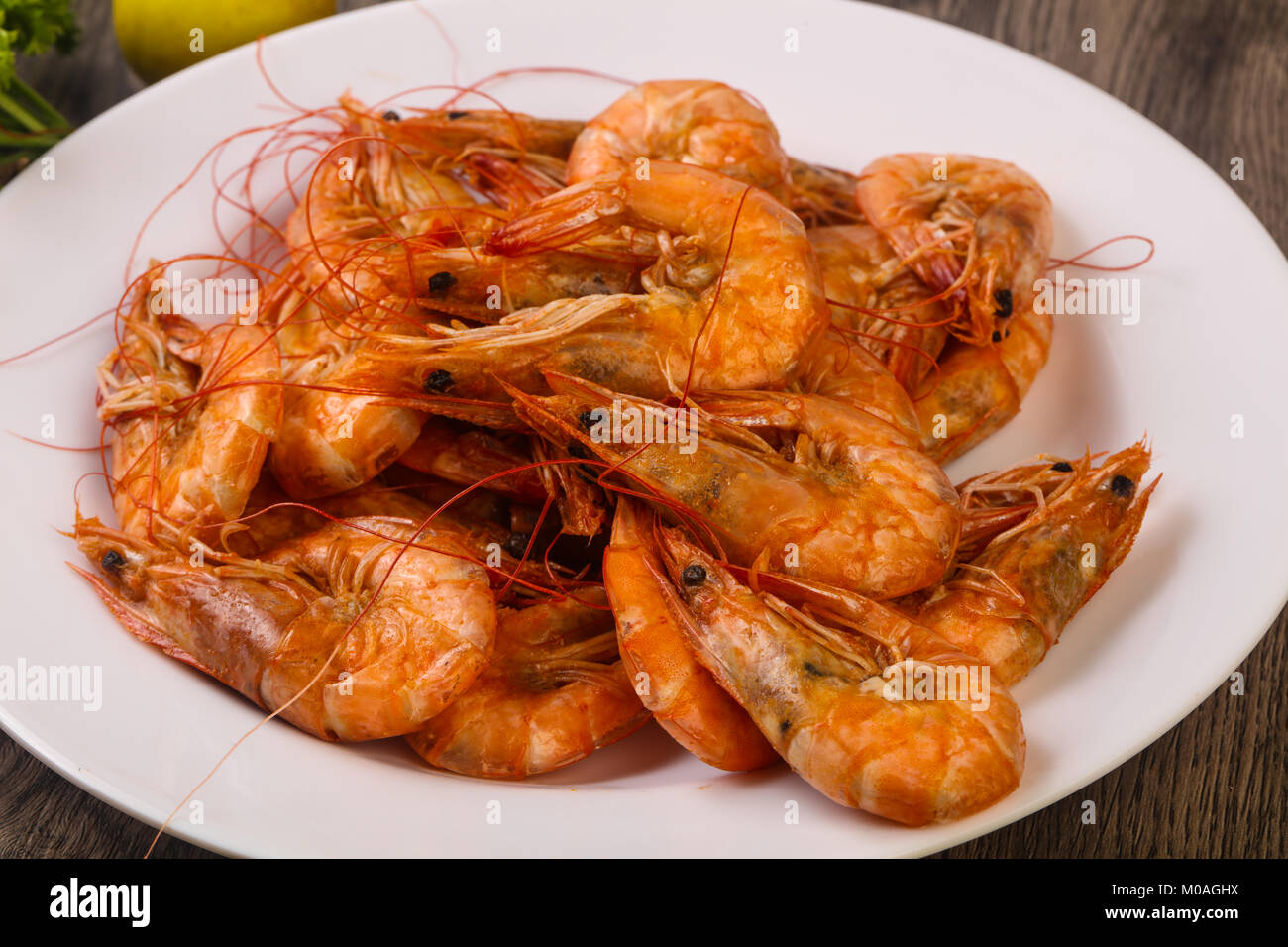 Boiled prawns in the bowl - ready for eat Stock Photo - Alamy