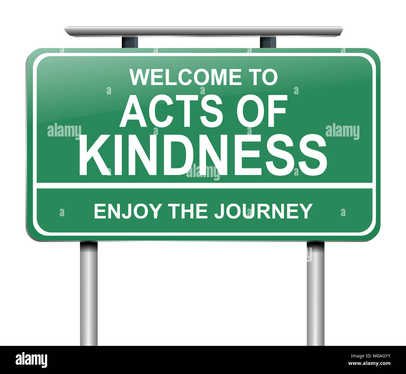 3d Illustration depicting a sign with an acts of kindness message ...