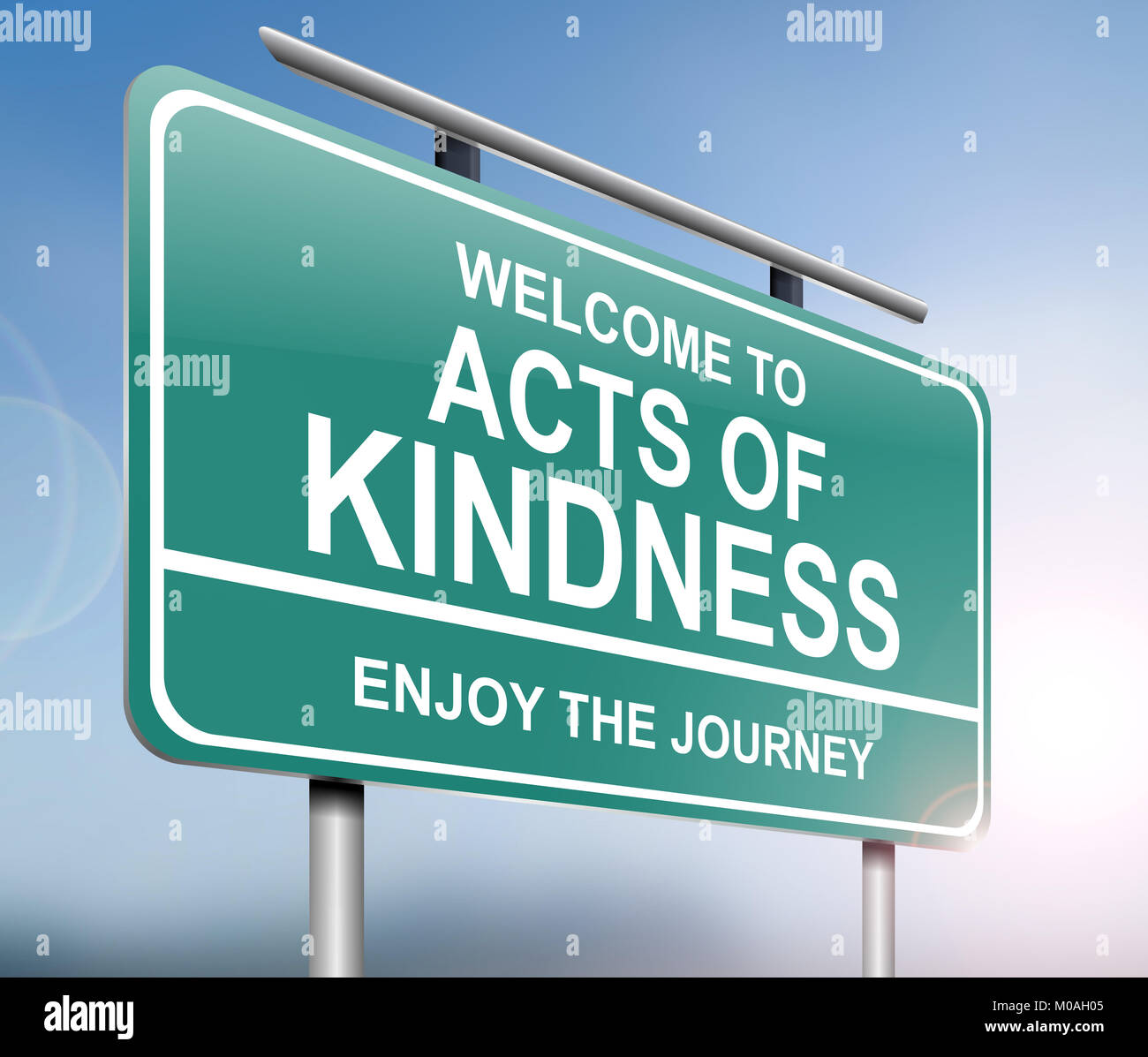 3d Illustration depicting a sign with an acts of kindness message ...