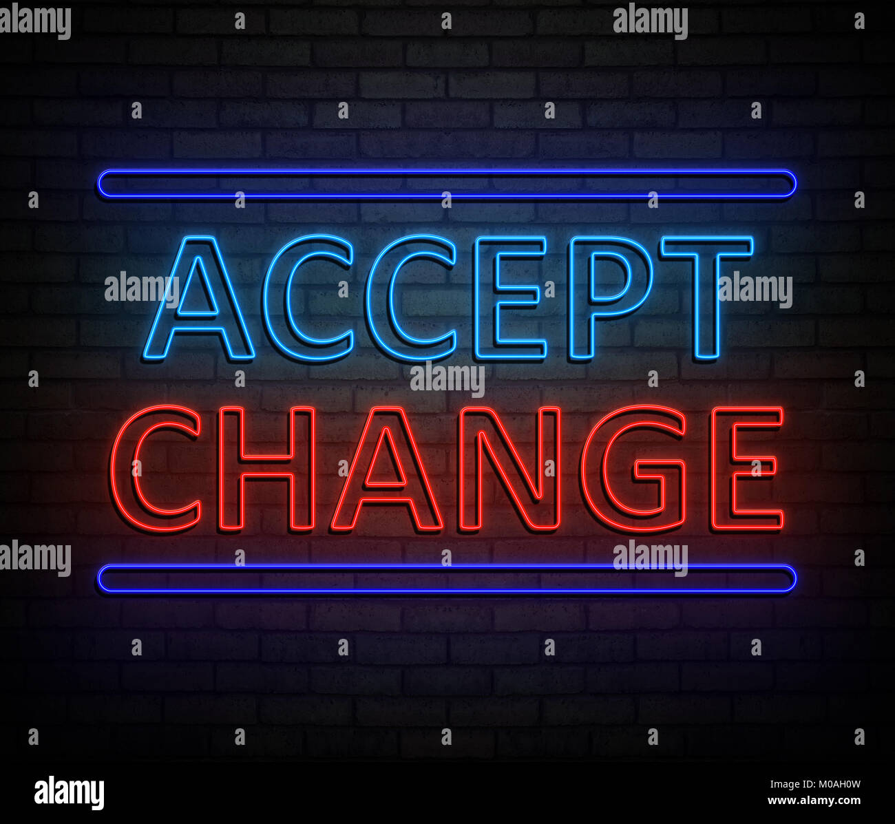 3d Illustration depicting an illuminated neon sign with an accept ...