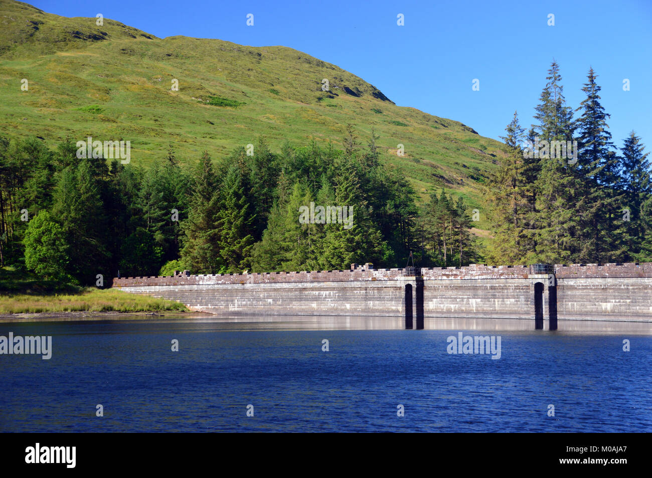 The Dam Wall on Loch Arklet Reservoir in Glen Arklet in the Scottish ...