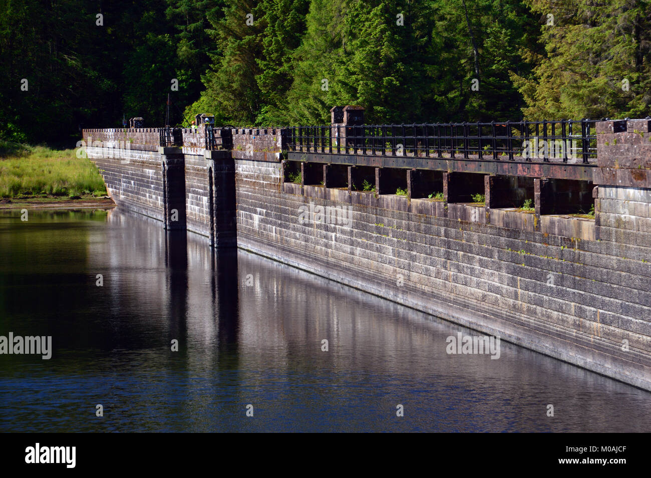 The Dam Wall on Loch Arklet Reservoir in Glen Arklet in the Scottish ...