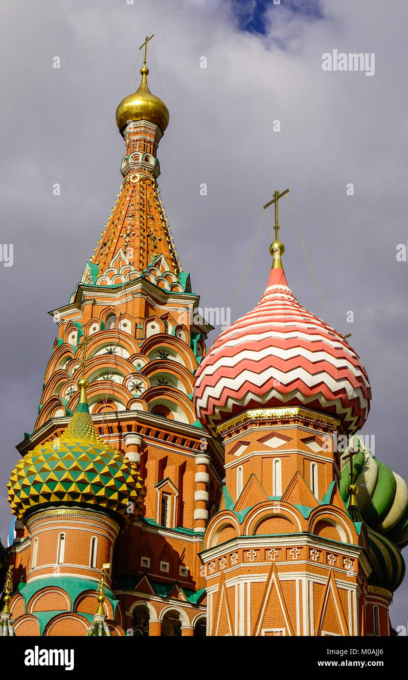 Part of St. Basil Cathedral at sunny day in Moscow, Russia. The church ...