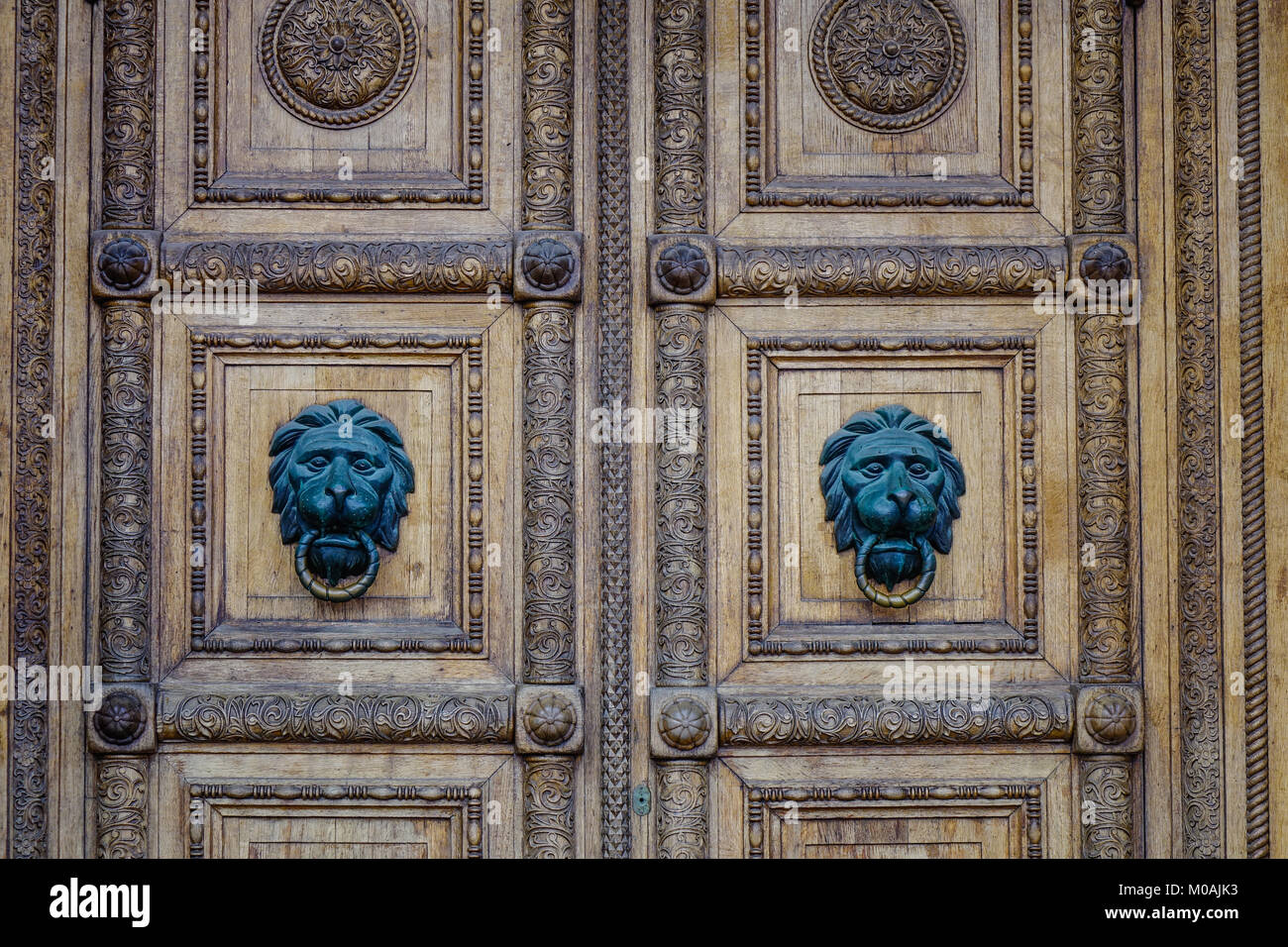 Wooden door of an old building near Kremlin Palace in Moscow, Russia ...