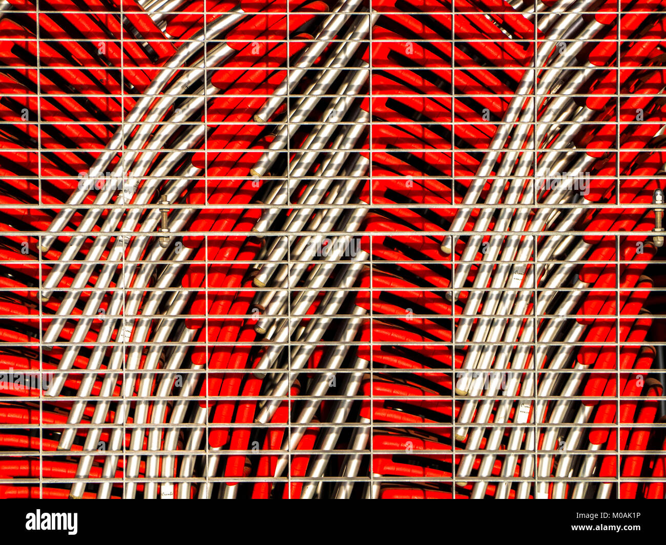 Stacked red chairs in ExCeL (Exhibition Centre London) Custom House ...