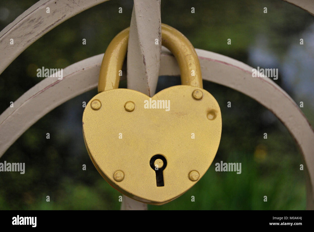 Gold castle on an iron bridge. A symbol of fidelity to the newlyweds ...