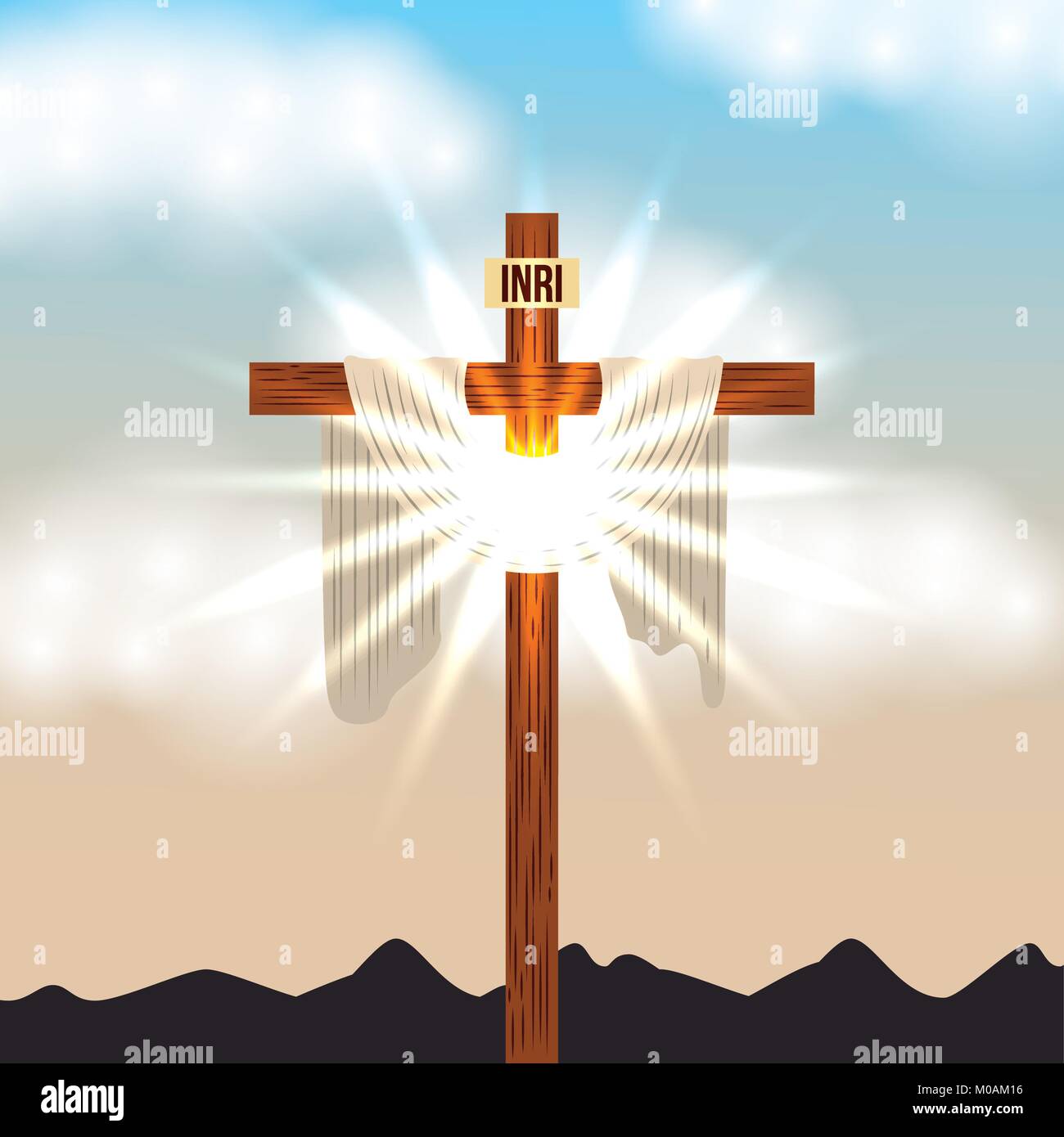 cross inri and bright light sky radiant Stock Vector Image & Art - Alamy