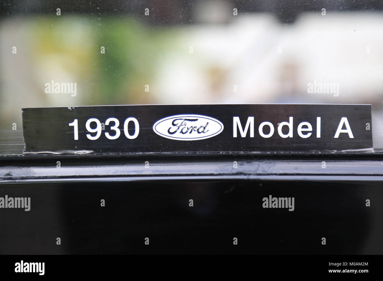 sign on vintage motor car depicting 1930 ford model a A Stock Photo - Alamy