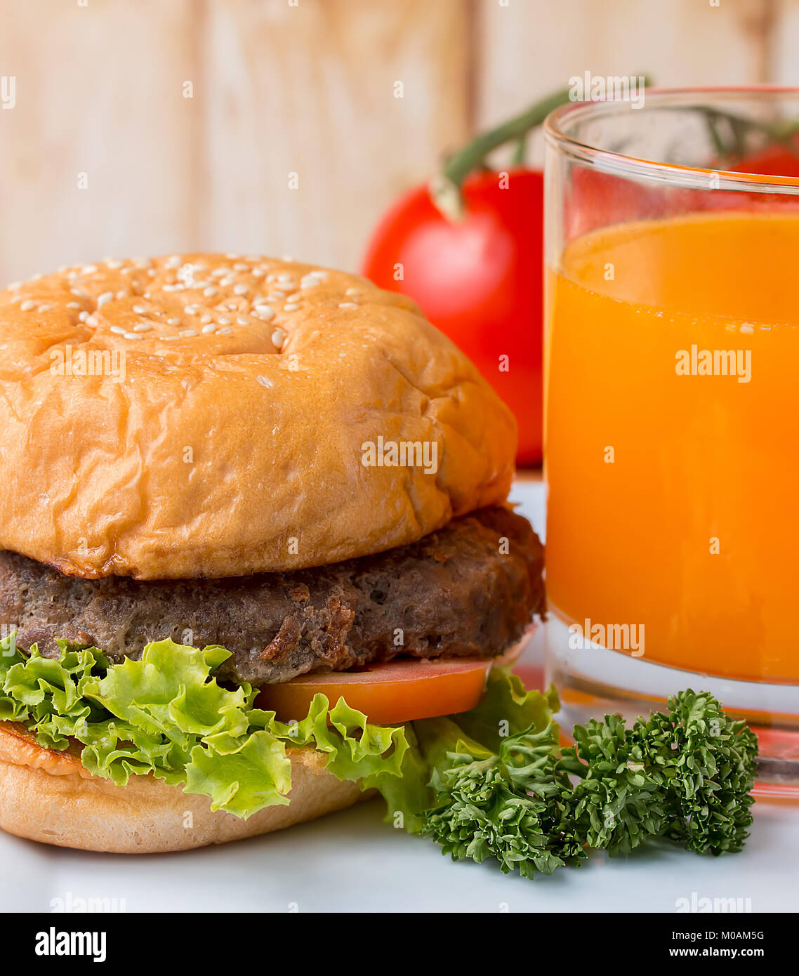 Burger Orange Juice Representing Quarter Pounder And Bbq Stock Photo ...