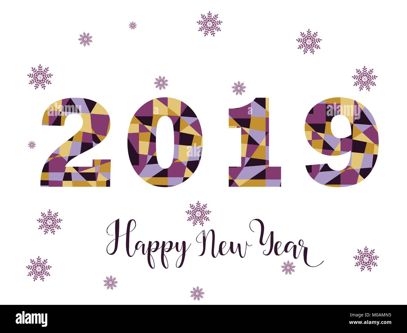 Vector happy new year greeting illustration with colored 2019 numbers ...