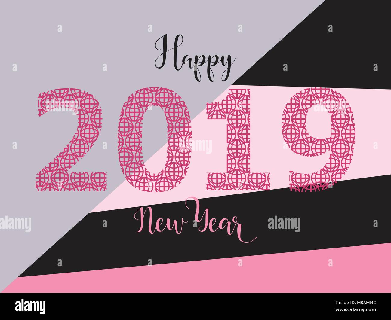 Vector happy new year greeting illustration with colored 2019 numbers ...