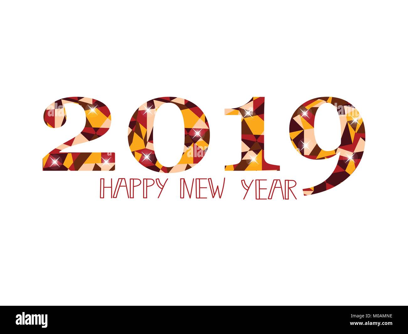 Vector happy new year greeting illustration with colored 2019 numbers ...