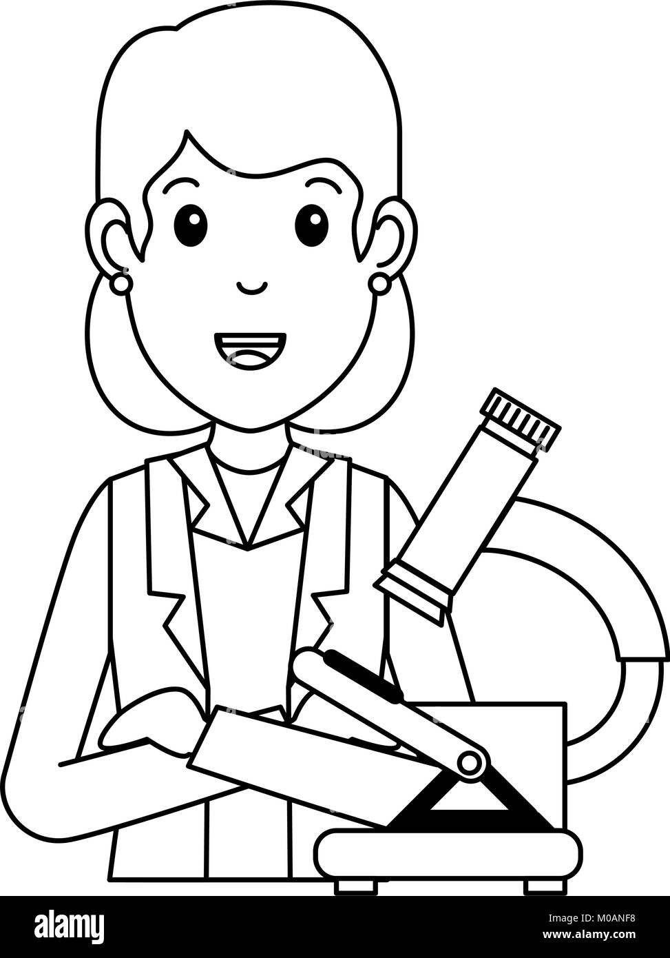 Woman medic scientist microscope Stock Vector Images - Alamy