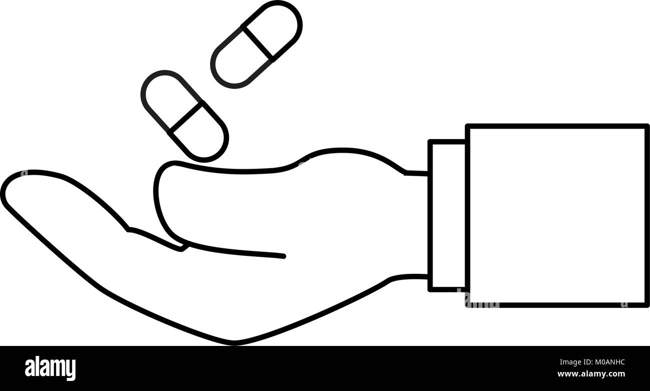 hand with capsules medicine isolated icon Stock Vector Image & Art - Alamy