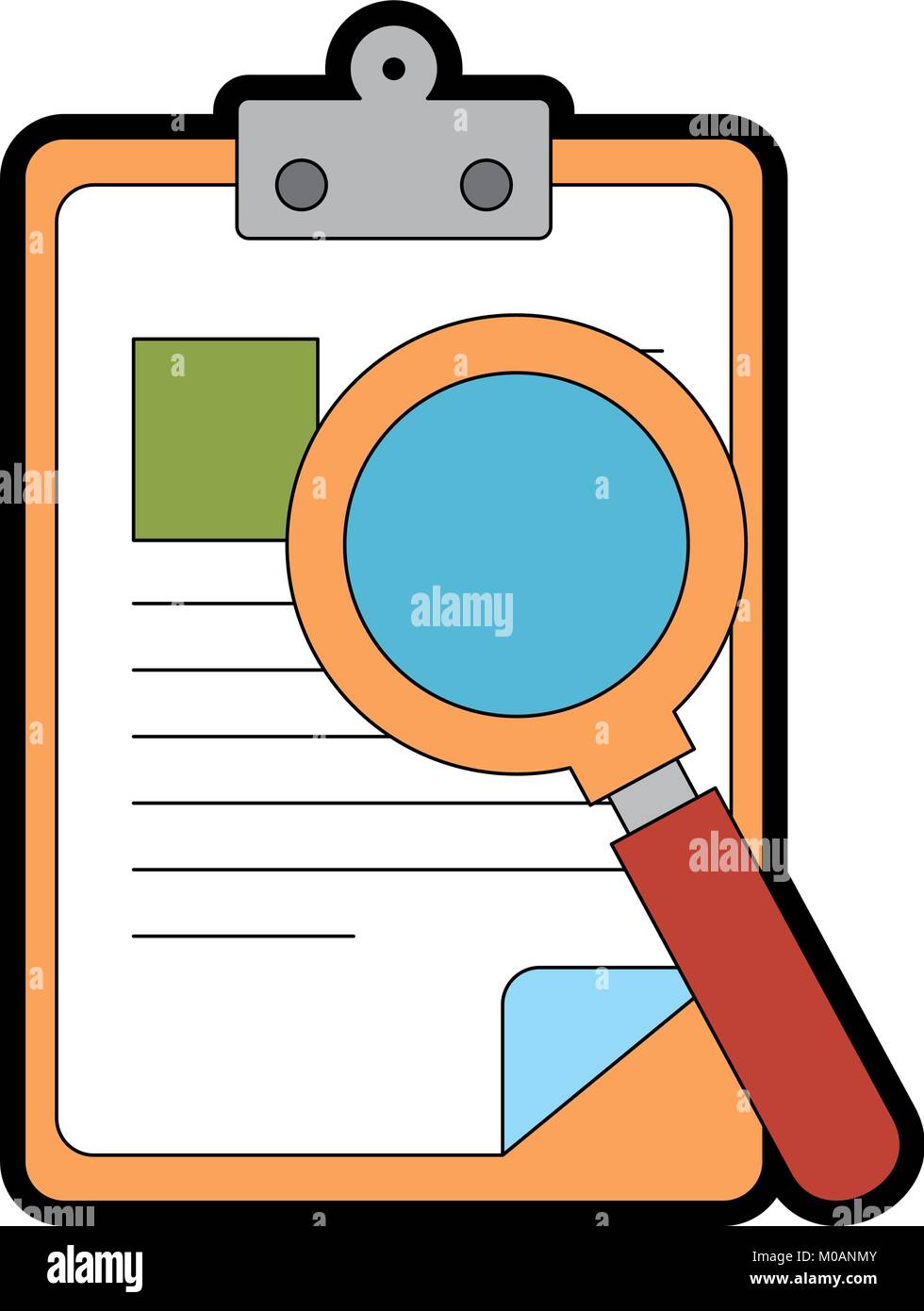 clipboard document with magnifying glass Stock Vector Image & Art - Alamy