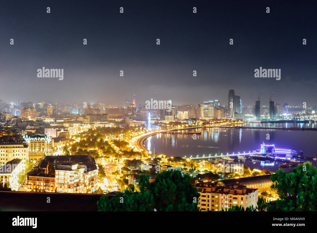 Baku aerial panoramic view from the Martyrs Lane viewpoint Stock Photo ...