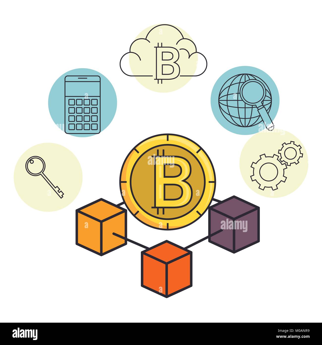 blockchain business set icons Stock Vector Image & Art - Alamy