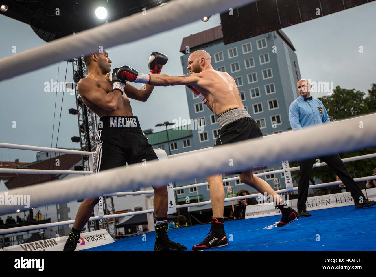 Norway, Bergen - June 09, 2017. The Norwegian boxer Kevin Melhus (L ...