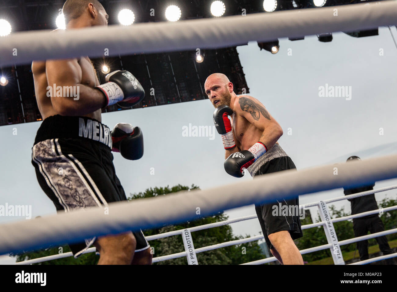 Norway, Bergen - June 09, 2017. The Norwegian boxer Kevin Melhus (L ...