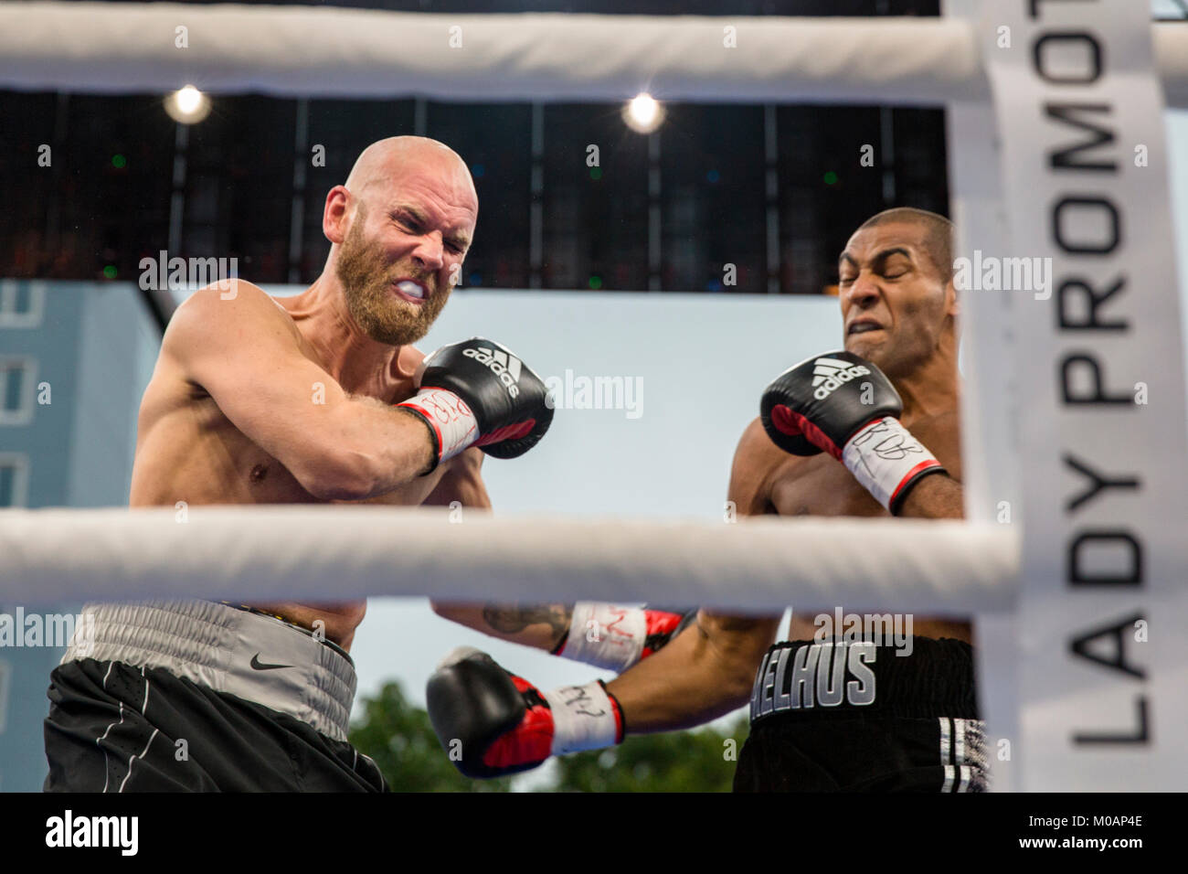 Norway, Bergen - June 09, 2017. The Norwegian boxer Kevin Melhus (R ...