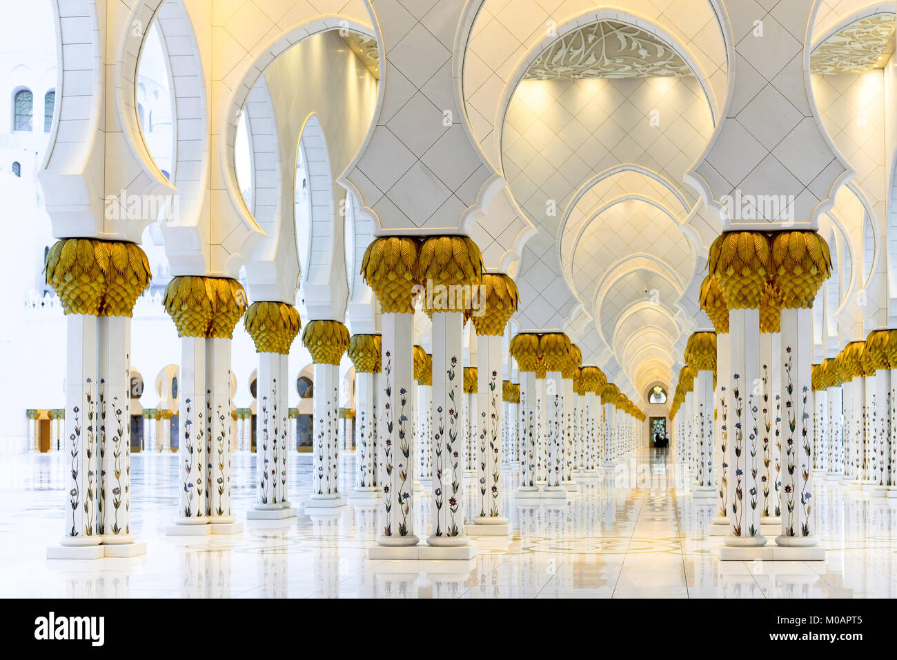 Marble columns in Sheikh Zayed Grand Mosque, Abu Dhabi, UAE Stock Photo ...