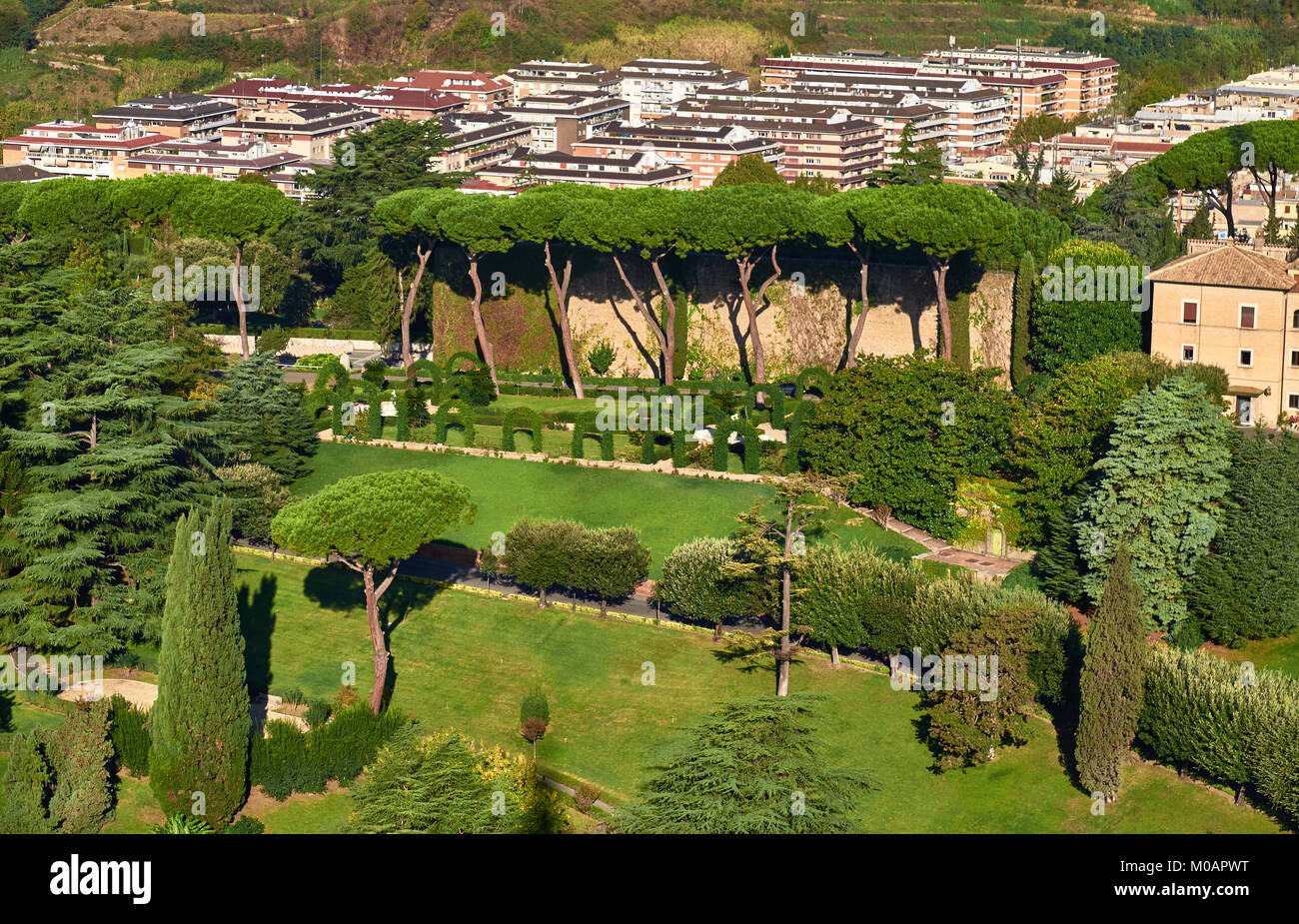 Bird view of Vatican Gardens in Rome, Italy Stock Photo - Alamy