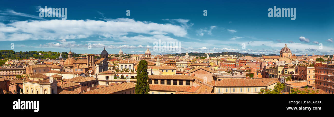 Rome, Italy, bird view to the side of Capitol Hill with roofs and ...
