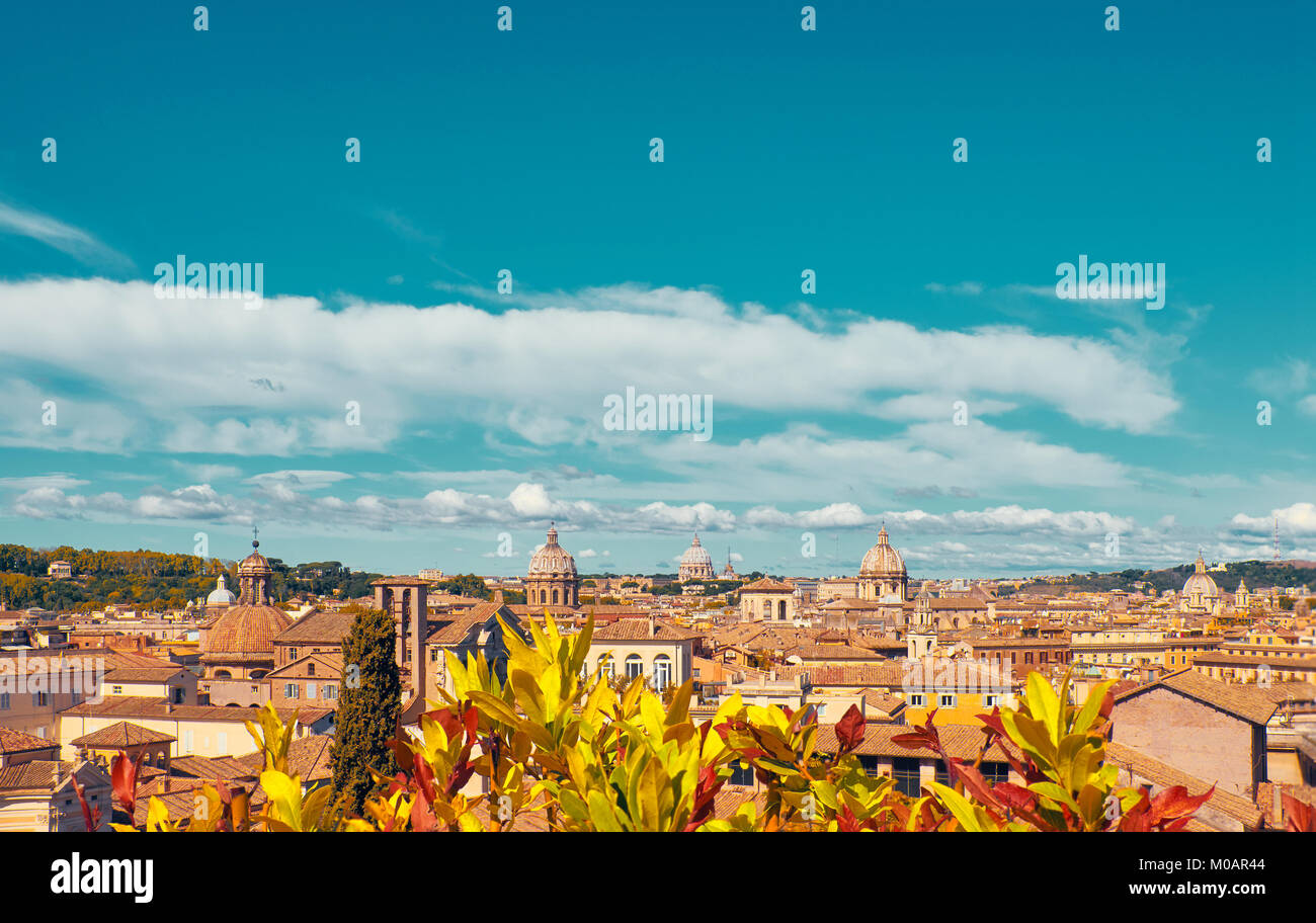 Autumn in Rome, Italy. Bird view to the side of Capitol Hill with roofs ...