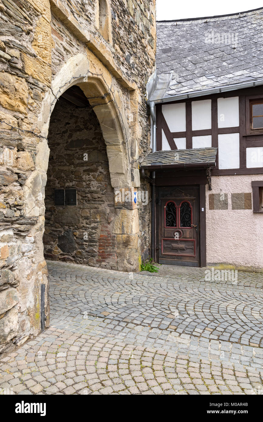 Medieval half-timbered houses in the city of Herrstein, Hunsrueck ...