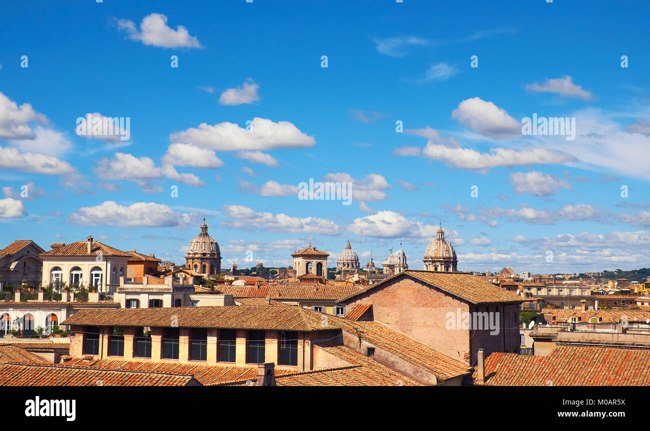 Rome, Italy, bird view to the side of Capitol Hill with roofs and ...