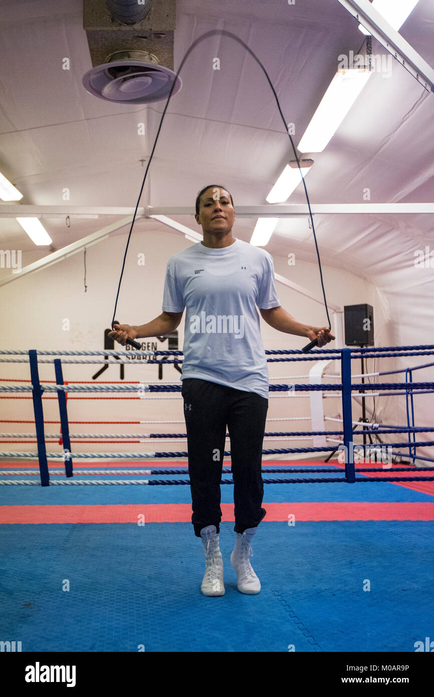 Norway, Bergen - June 7, 2017. The Norwegian professional boxer Cecilia ...