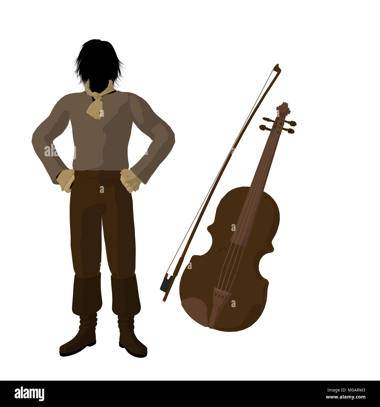 Ludwig van Beethoven with a violin on a white background Stock Photo ...