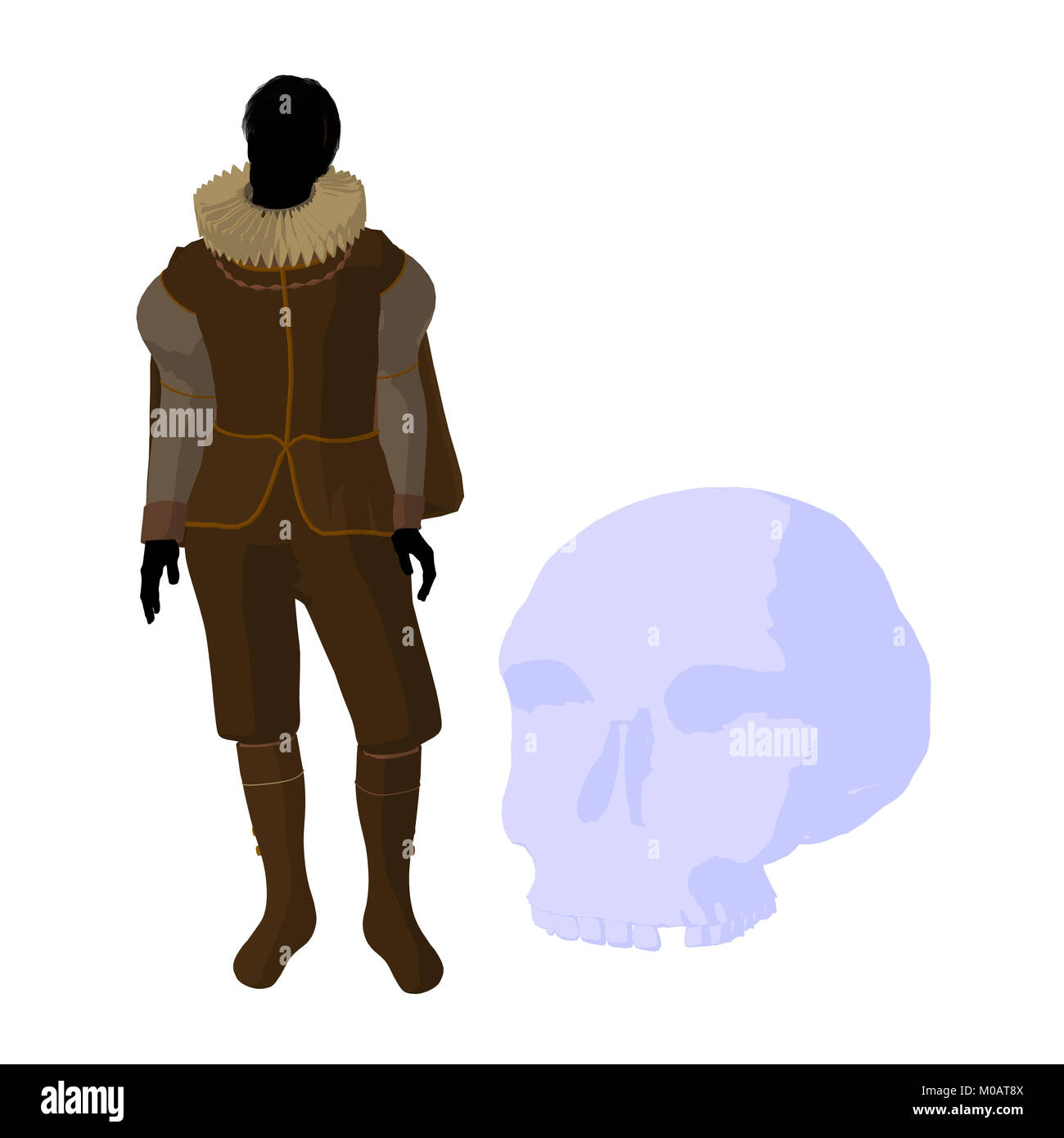 William Shakespeare with skull on a white background Stock Photo - Alamy