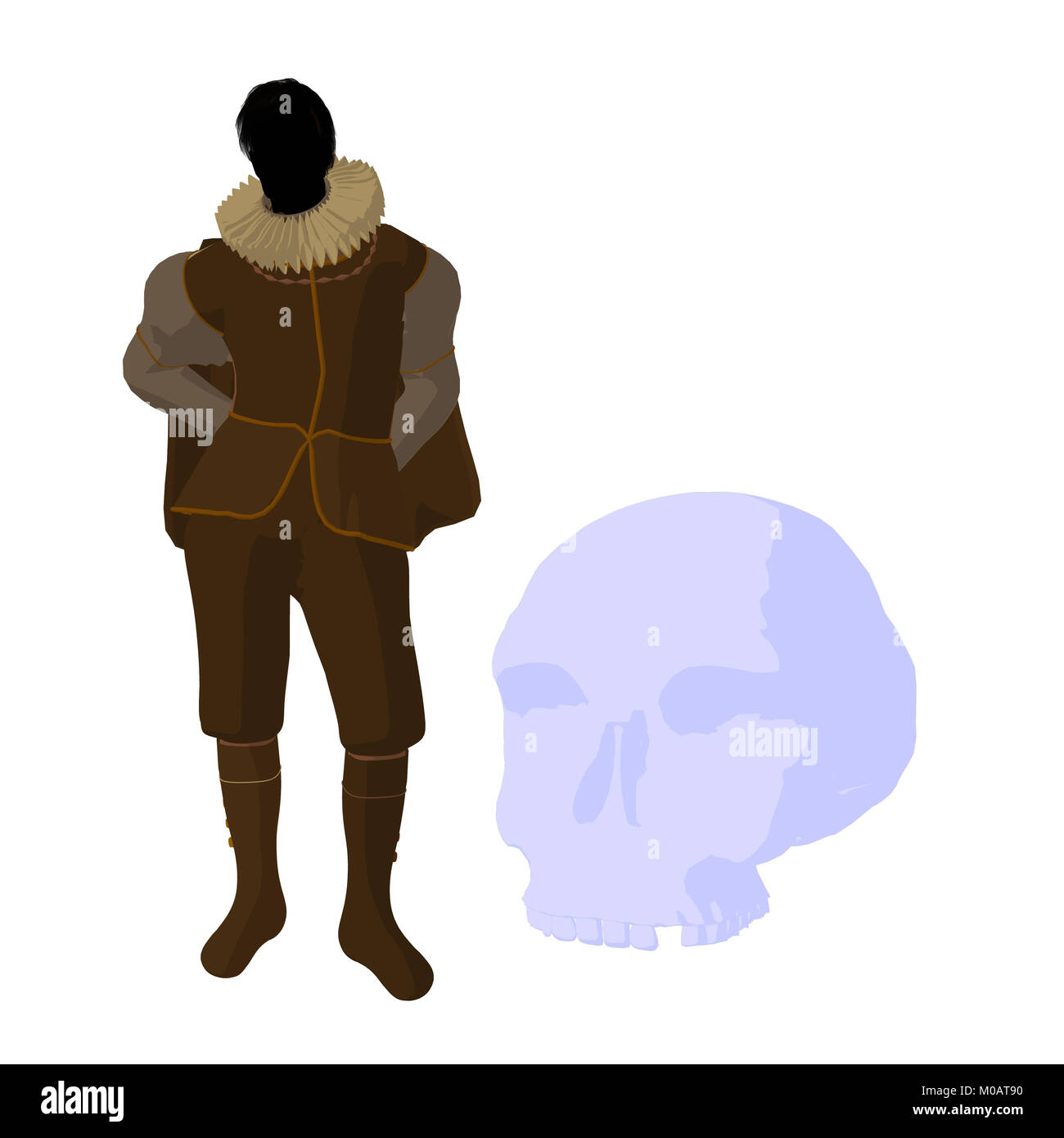 William Shakespeare with skull on a white background Stock Photo - Alamy
