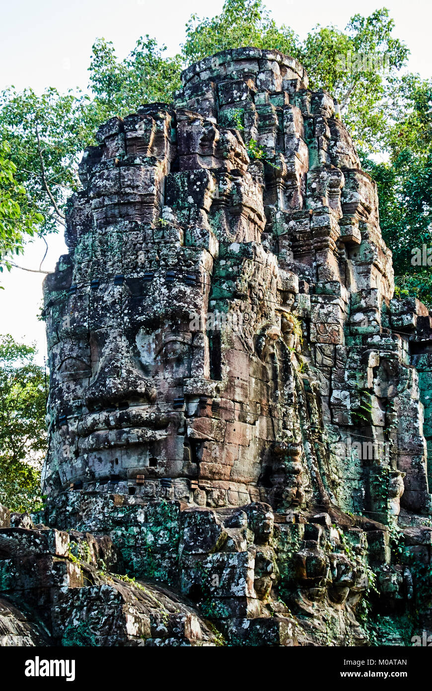 Historic building in Angkor wat Thom Cambodia with devatas carvings ...