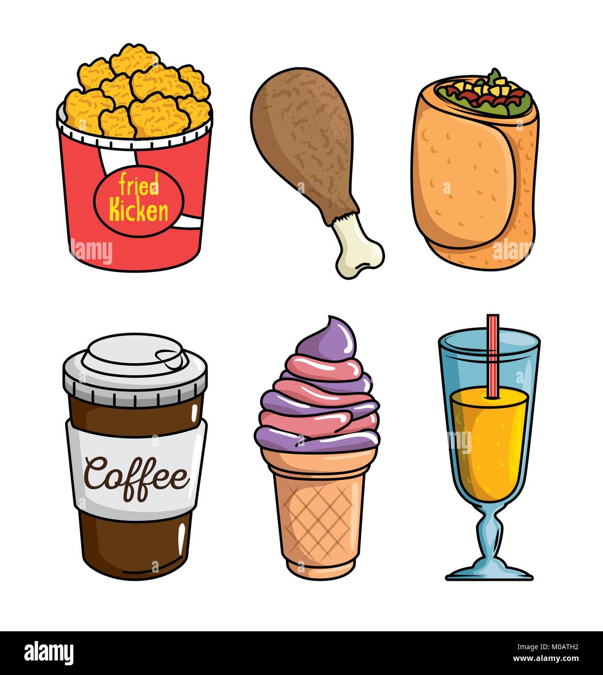 Fast food stickers Cut Out Stock Images & Pictures - Alamy