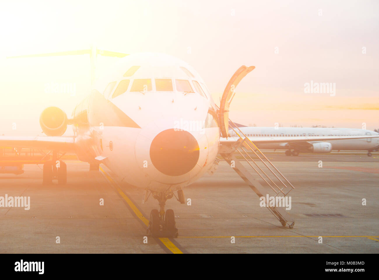 Airplane ready to take off, travel conceptual image Stock Photo - Alamy