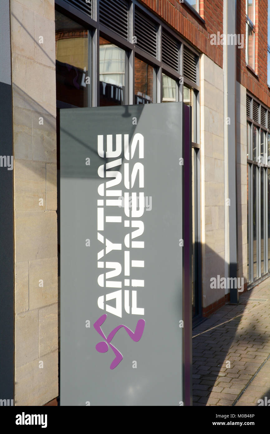 Anytime Fitness gym sign outside gym that opened in 2018 in Bedford ...