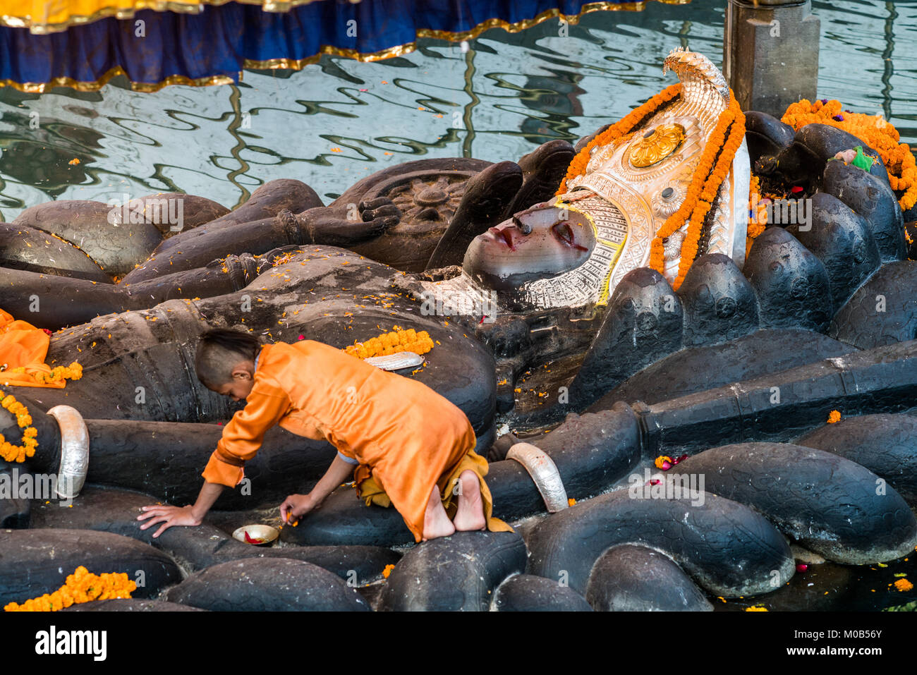 Reclining buddha, Budhanilkantha Temple, Nepal, Asia Stock Photo - Alamy