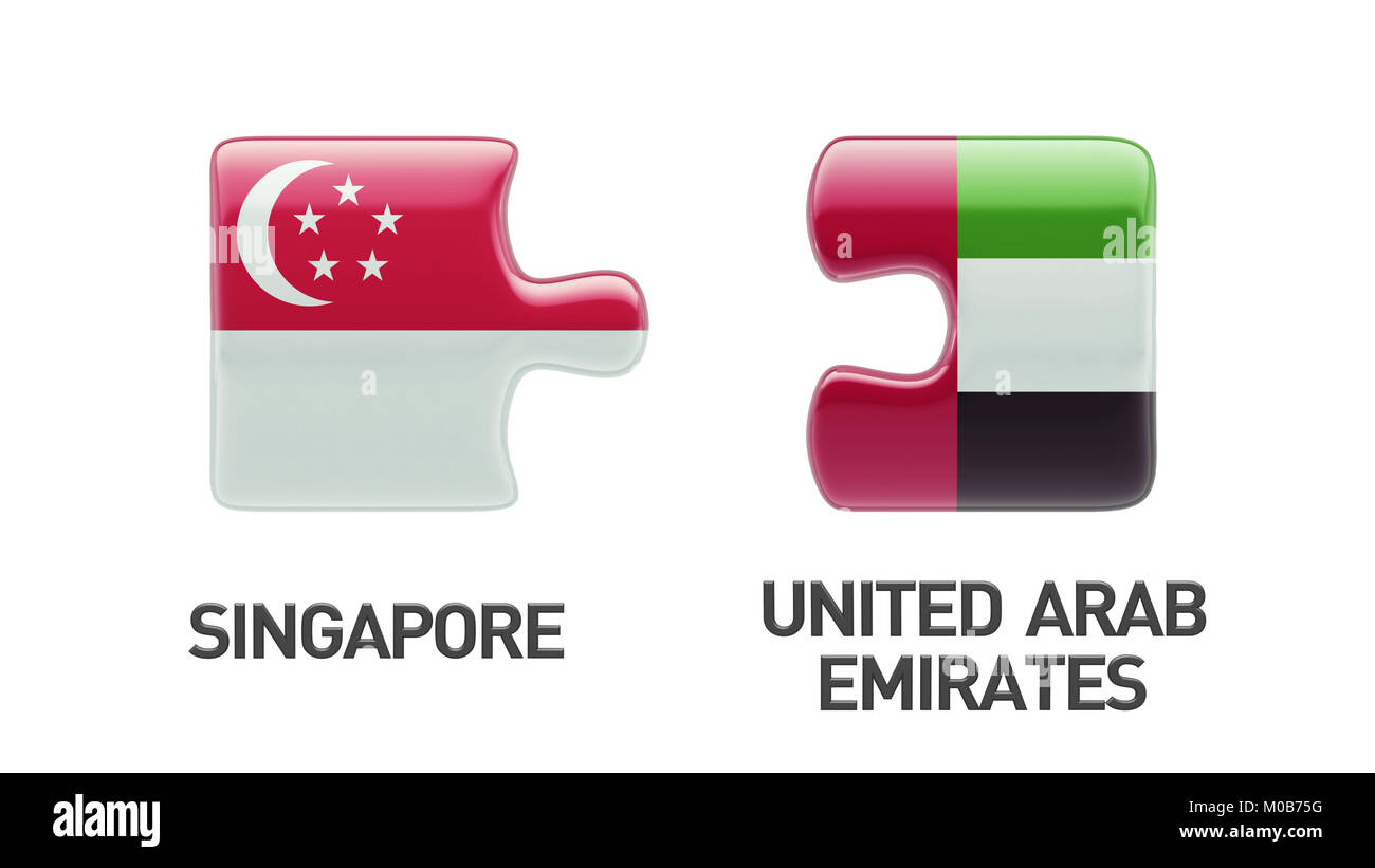 Singapore United Arab Emirates High Resolution Puzzle Concept Stock