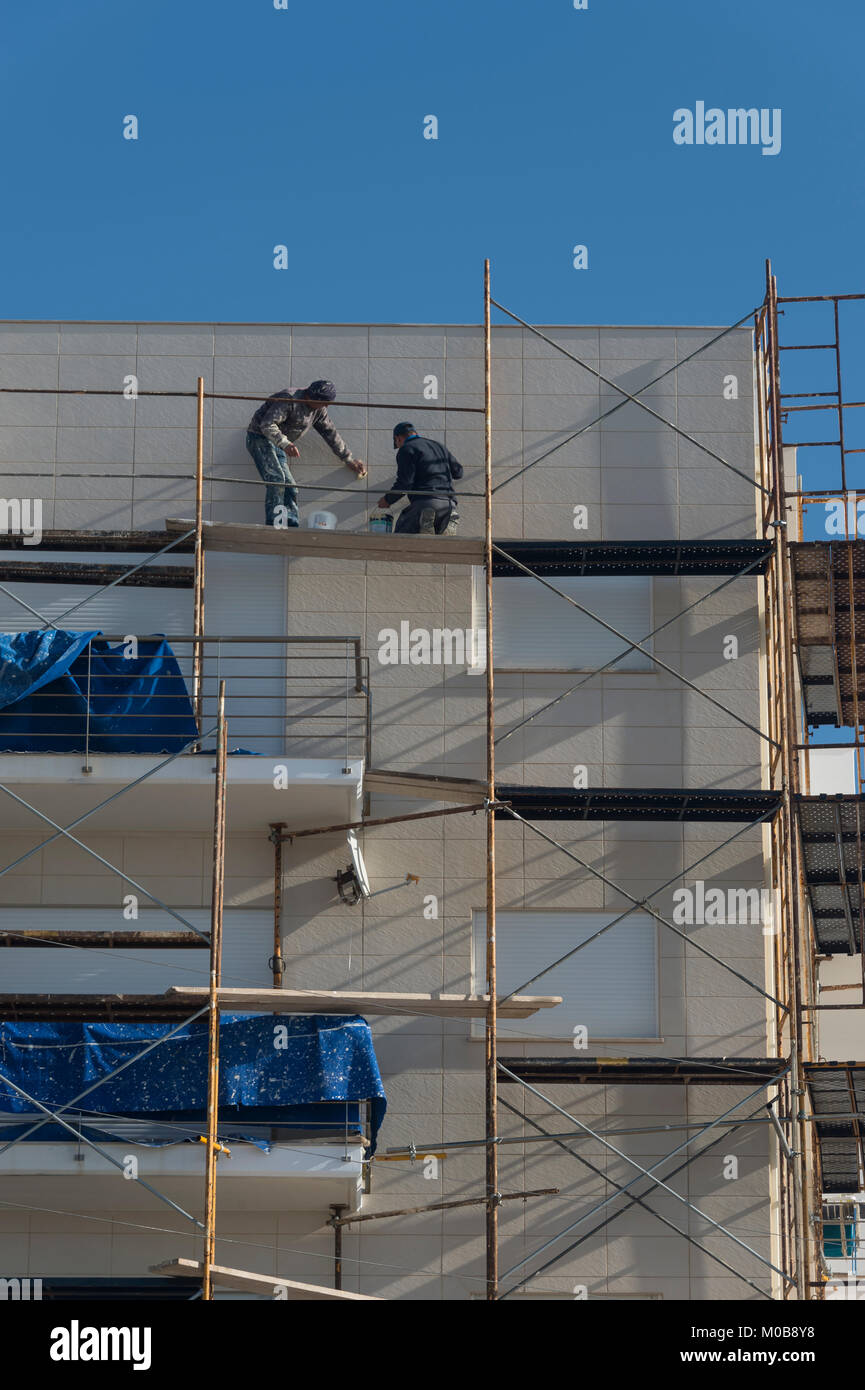 Construction scaffolding on side building hi-res stock photography and ...