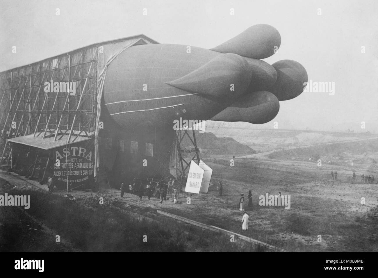 Clement Bayard Dirigible half way in Hangar Stock Photo - Alamy