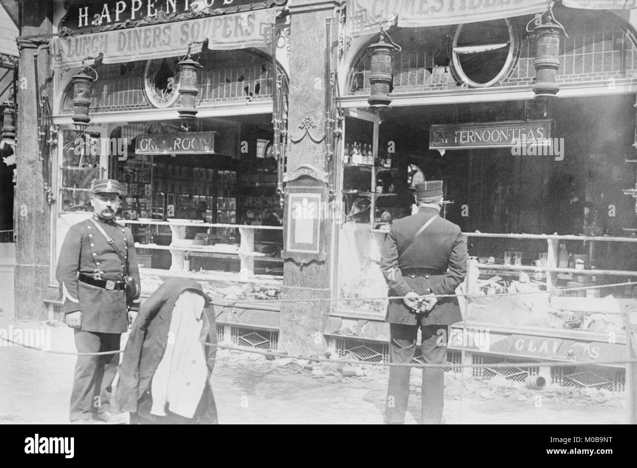 Parisian Police Look at German Shops Ransacked by Mob Stock Photo - Alamy