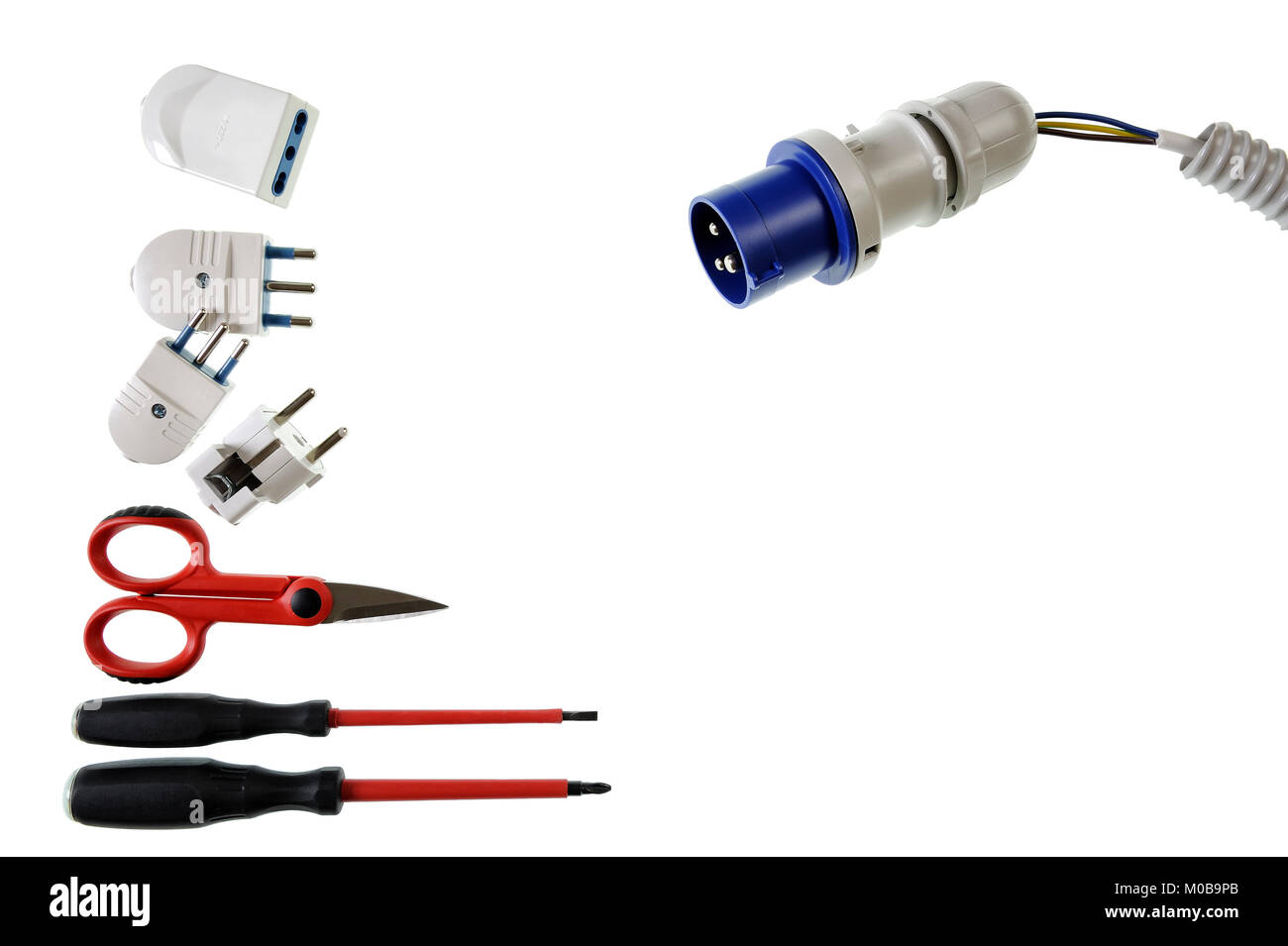 Scissors, screwdrivers, plugs, sockets, electric cable and sheath for a ...