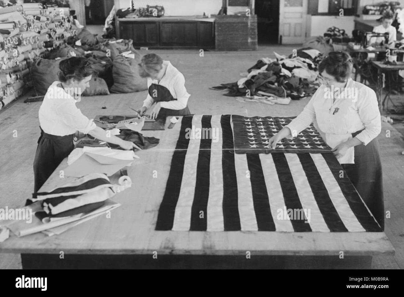 Sewing the Flags of the Great War Stock Photo - Alamy